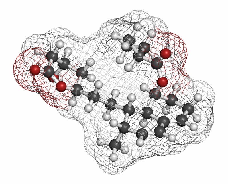 Mevastatin Hypercholesterolemia Drug Molecule. Atoms are Represented As ...