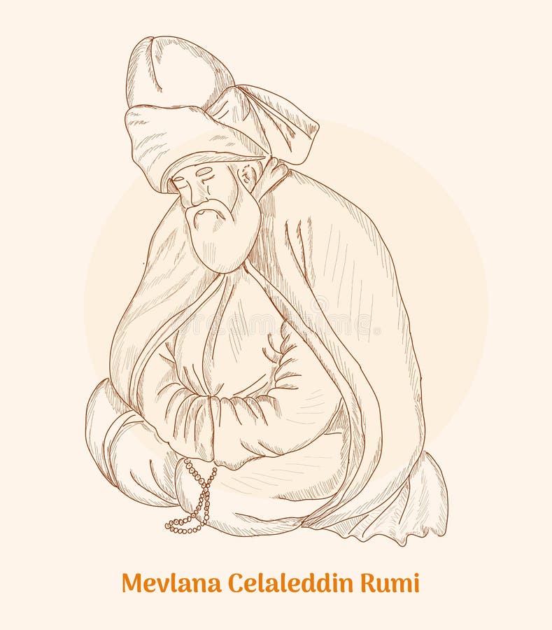 Mevlana Celaleddin Rumi Hand Drawing Vector Illustration Stock Vector ...