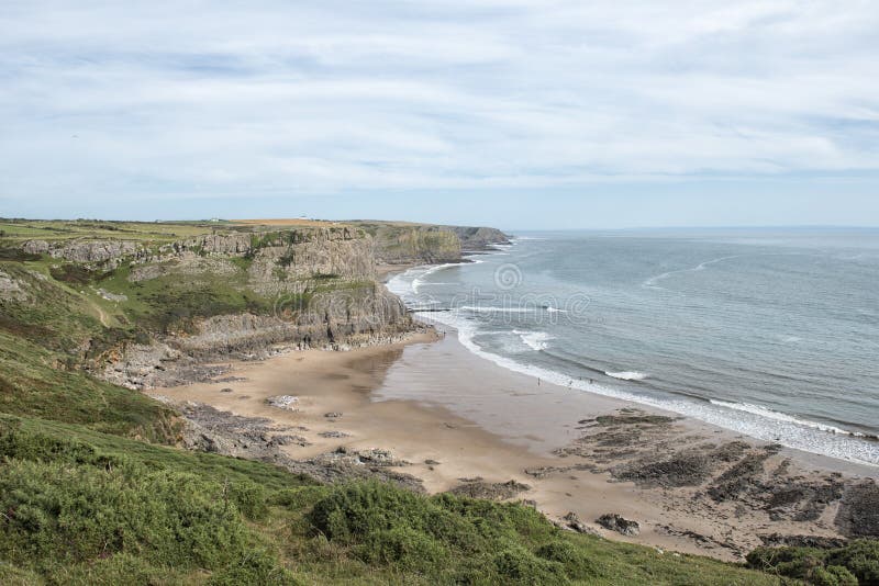 Mewslade Bay the Gower Peninsula South Coast Near Swansea South Wales ...
