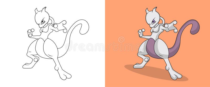 Mewtwo de pokemon. illustration de vecteur. Illustration du graphisme ...