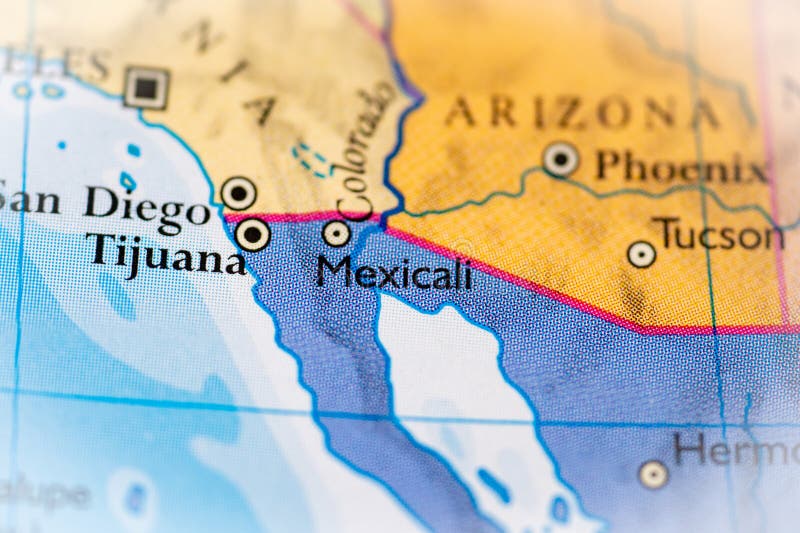 Mexicali, Mexico Highlighted on a World Map Stock Photo - Image of ...