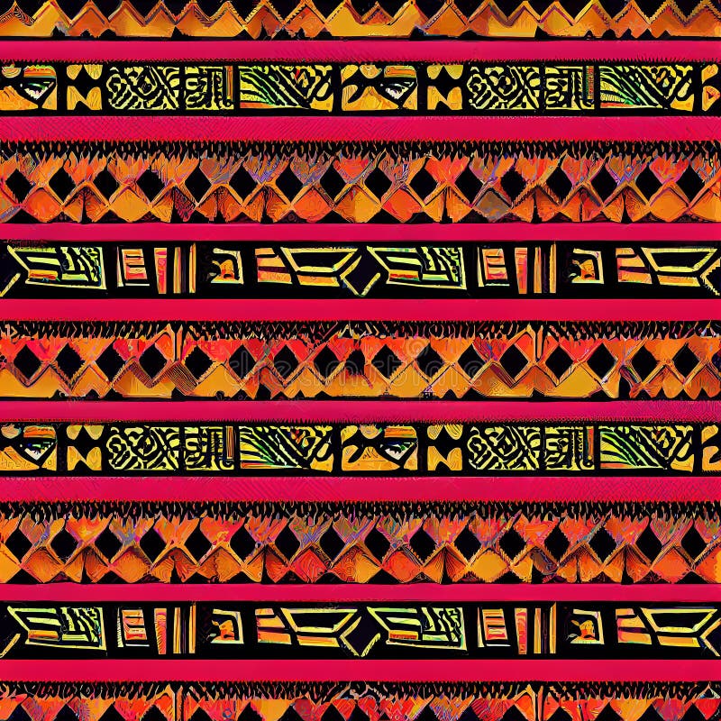 Mexican Aztec Mayan Tribal Seamless Pattern Stock Illustration ...