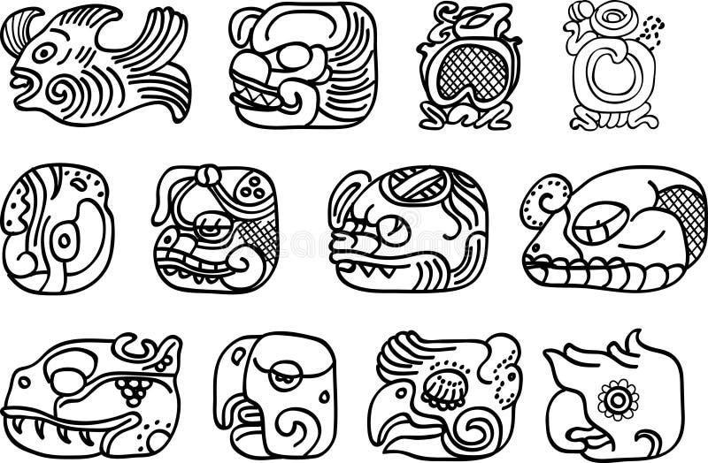 Mexican, Aztec or Maya Motifs, Glyphs Stock Vector - Illustration of ...