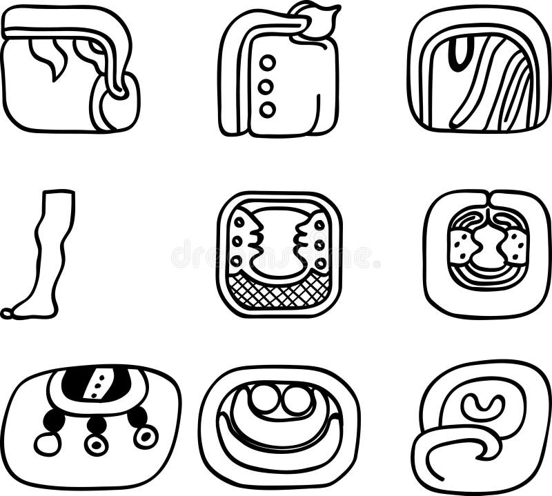 Mexican, Aztec or Maya Motifs, Glyphs Stock Vector - Illustration of ...