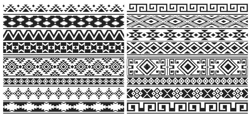 Mexican Aztec, Mayan Border Patterns Stock Illustration - Illustration ...