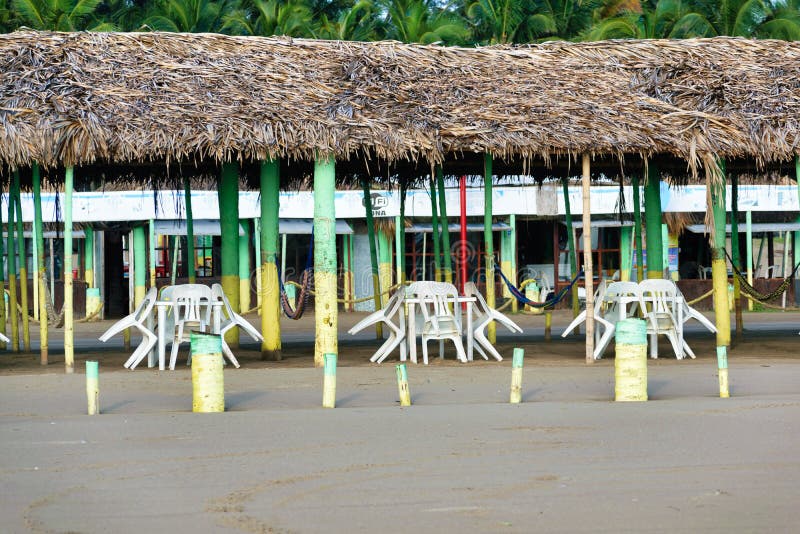 Thatch Palapa Umbrellas on Resort Beach Stock Image - Image of mexico ...