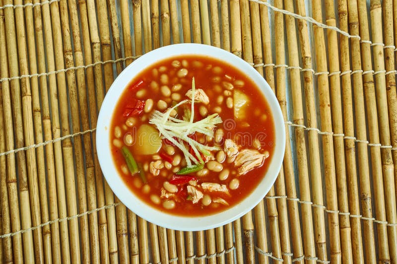 Mexican Bean Soup with Shredded Chicken Stock Image - Image of rustic ...