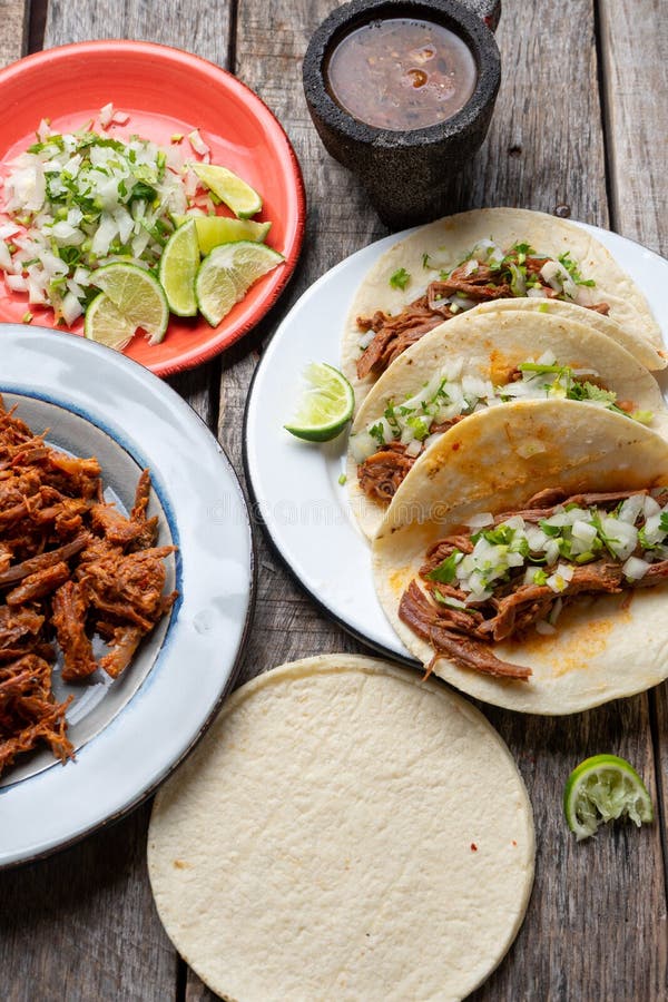 Mexican Beef Barbacoa Tacos Stock Image - Image of cilantro, meat ...