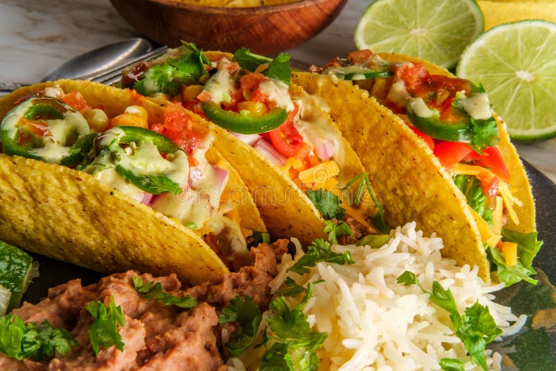 Mexican Beef Tacos Toppings Stock Image - Image of minced, food: 205976197