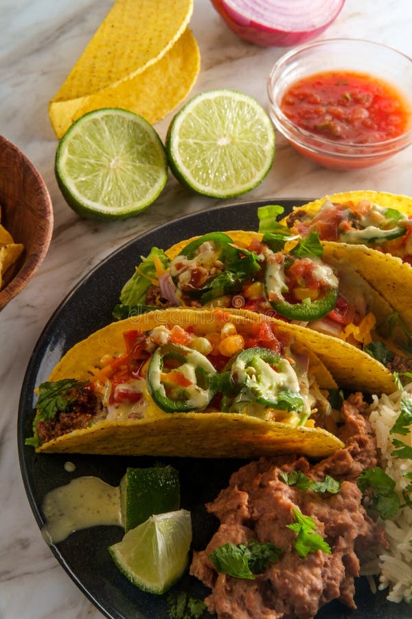 Mexican Beef Tacos Toppings Stock Image - Image of messy, mexican ...