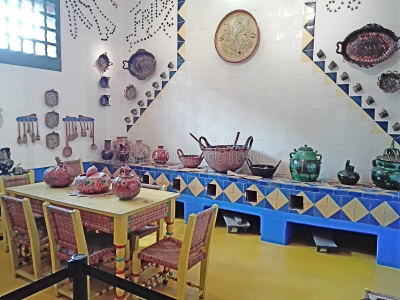 Mexican Blue and Yellow Kitchen Stock Photo - Image of cuisine, kitchen ...