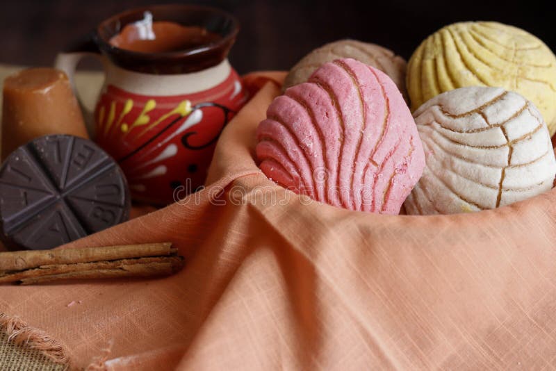 Mexican Bread Called Conchas. Different Flavors Stock Image - Image of ...