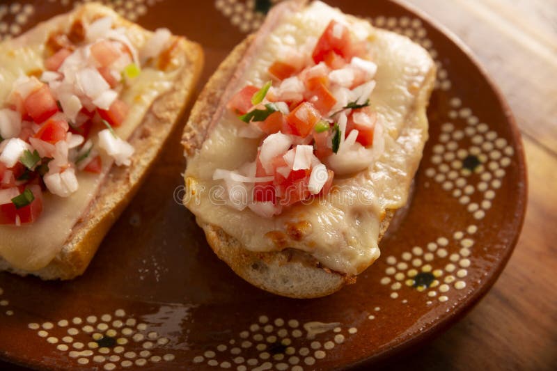 Mexican Breakfast Molletes Closeup Stock Image - Image of sauce ...