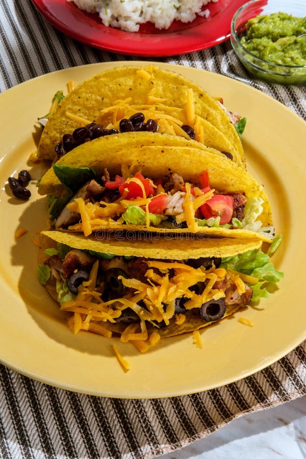 Mexican Chicken Tacos Toppings Stock Image - Image of diced, fried ...