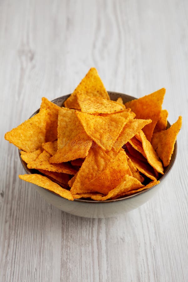 Mexican Chili Tortilla Chips in a Bowl, Side View Stock Image - Image ...