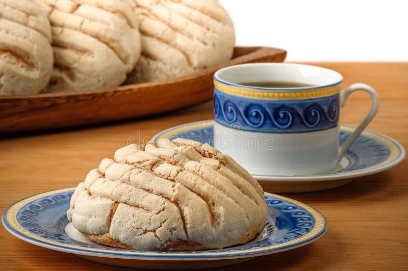 Mexican Conchas Sweet Bread With Coffee Cup Stock Image - Image of ...
