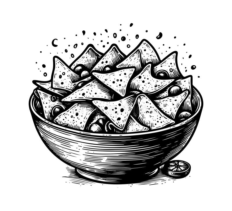 Mexican Corn Nachos Chips Hand Drawn Vector Illustration Stock Vector ...