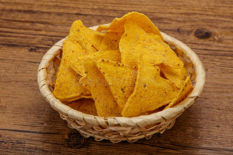 Mexican Crunchy Corn Nachos Triangle Stock Image - Image of spice, junk ...