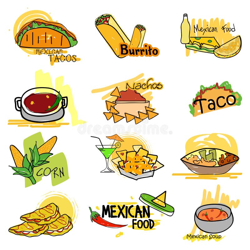 Mexican Cuisine Delicious Food and Starter Stock Vector - Illustration ...