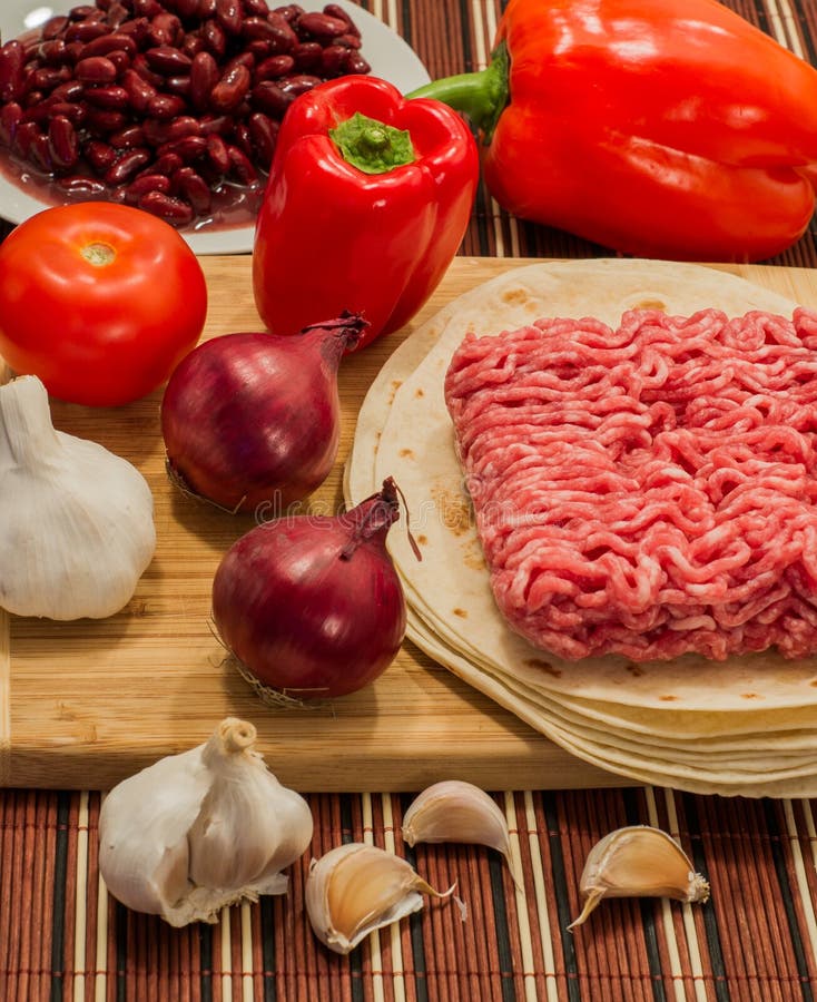 Mexican Cuisine Ingredients Stock Photo - Image of beef, chopped: 27462130
