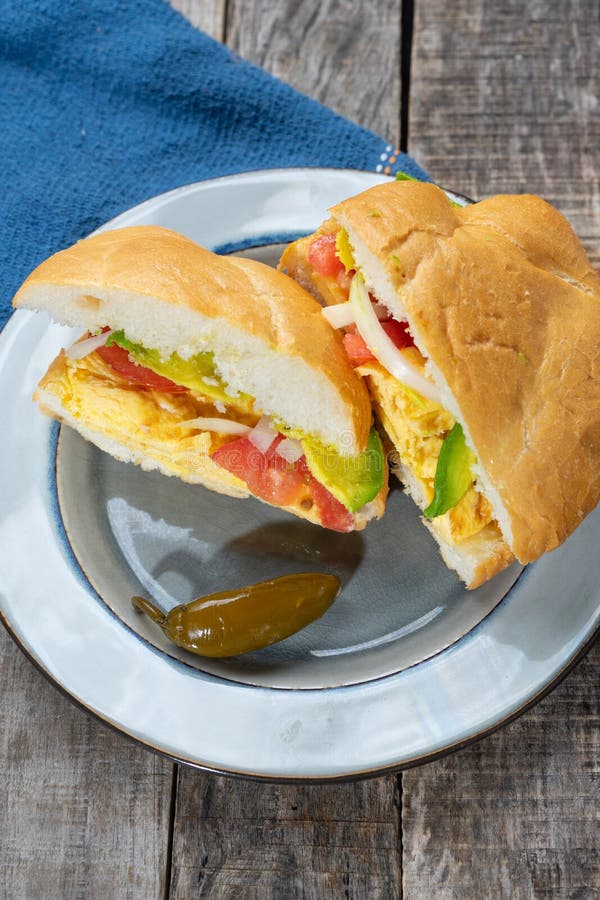 Mexican Egg Sandwich `torta` Stock Image - Image of mexico, lettuce ...