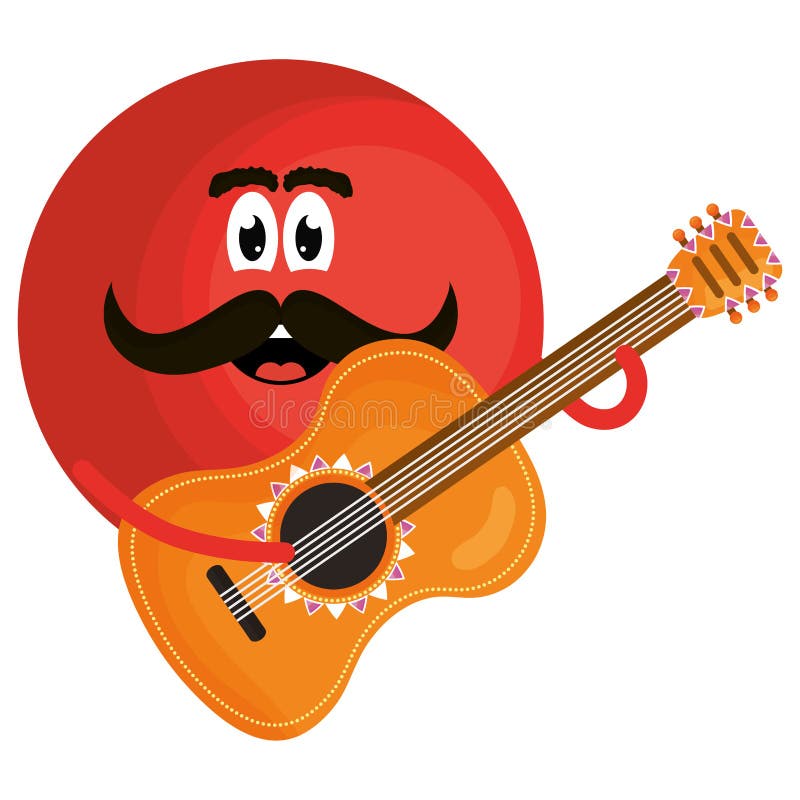 Mexican Emoji Character with Guitar Stock Vector - Illustration of ...