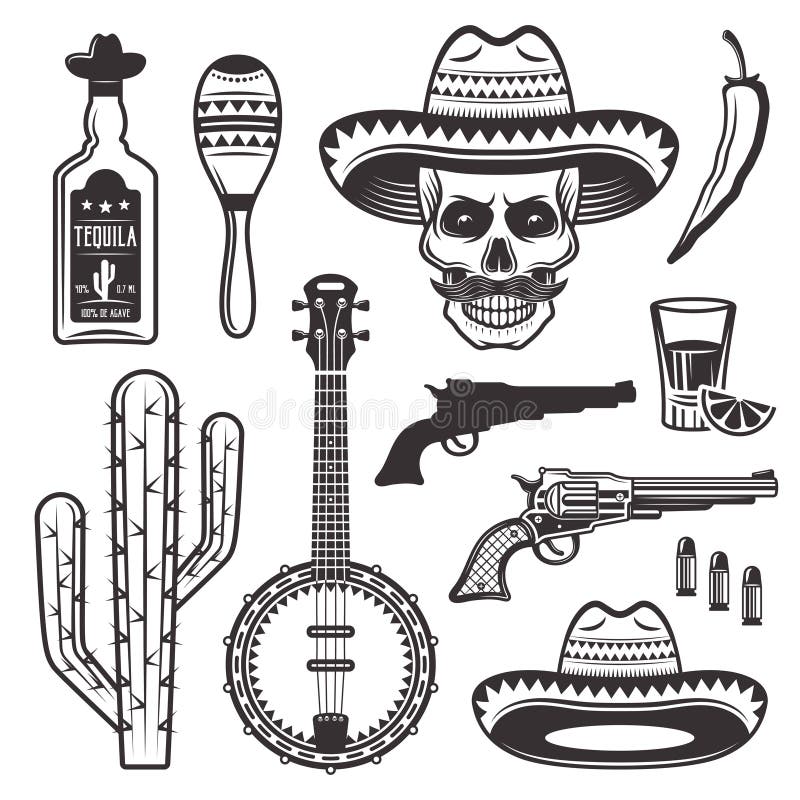 Mexican Bandit Skull in Sombrero Hat Illustration Stock Vector ... Mexican Bandit Skull in Sombrero Hat Illustration Stock Vector ...