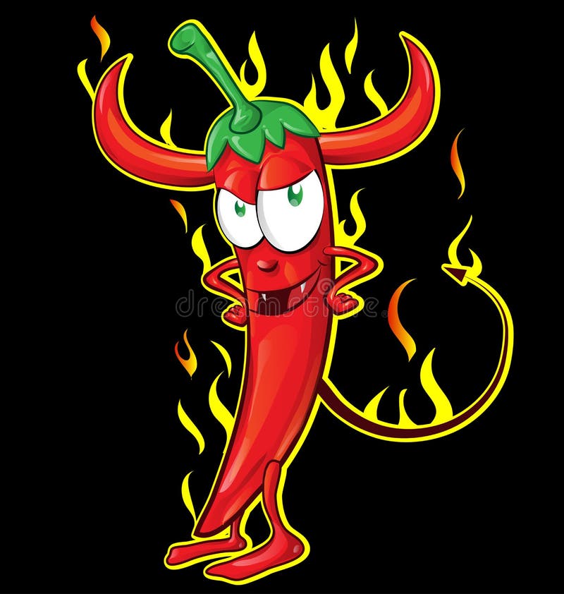 Hot Chili Pepper Devil Cartoon Character Stock Vector - Illustration of ...