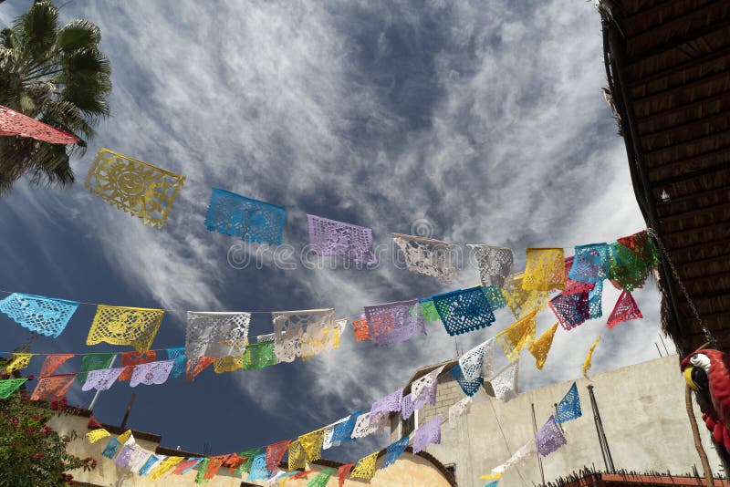 Mexican Fiesta Party Traditional Small Flags Stock Photo - Image of ...