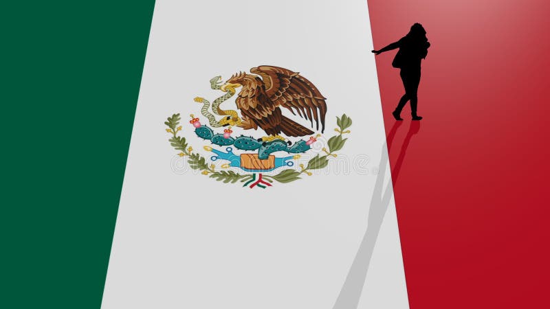 Mexican Flag, Flat Design Style, with Silhouette Person Stock ...