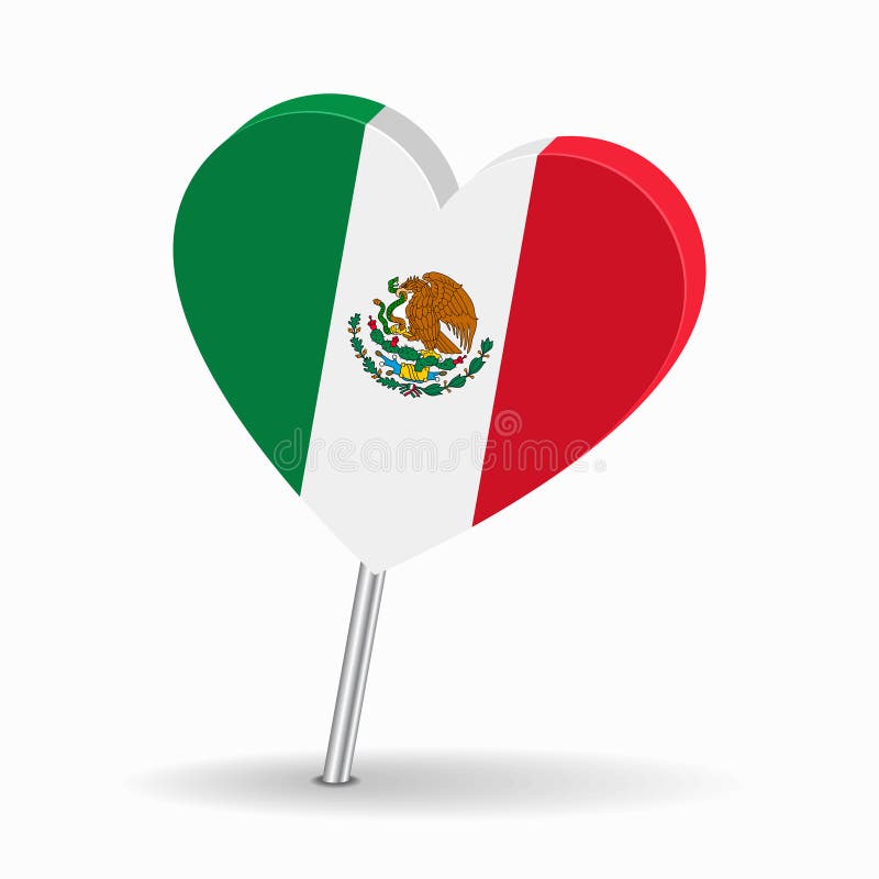 Mexican Flag Heart-shaped Map Pointer Layout. Vector Illustration ... Mexican Flag Heart-shaped Map Pointer Layout. Vector Illustration ...
