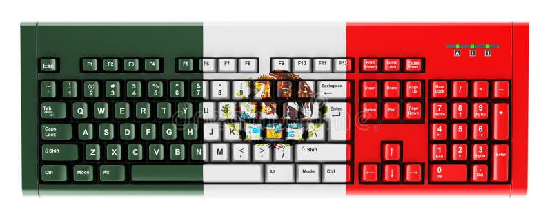 Mexican Flag Painted on Computer Keyboard. 3D Rendering Stock ...
