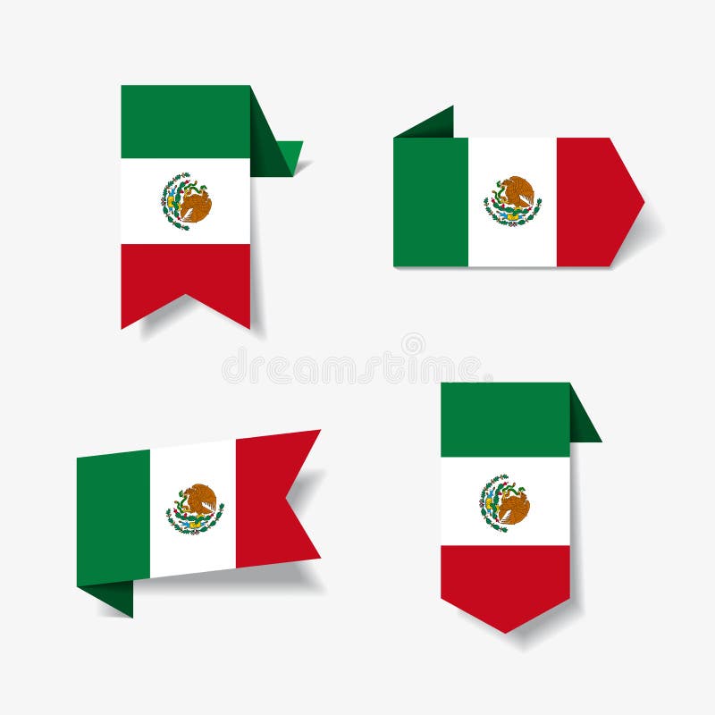 Mexican Flag Stickers and Labels. Vector Illustration. Stock Vector ...