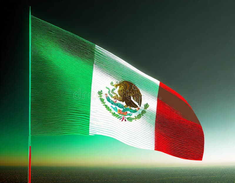 Mexican Flag Waving in the Wind Isolated Mexico Stock Illustration ...