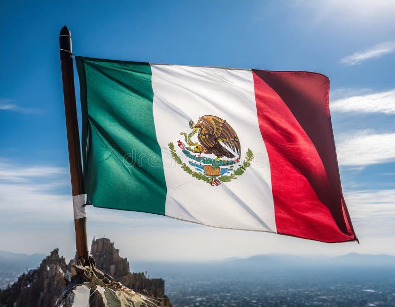 Mexican Flag Waving in the Wind Isolated Mexico Stock Illustration ...