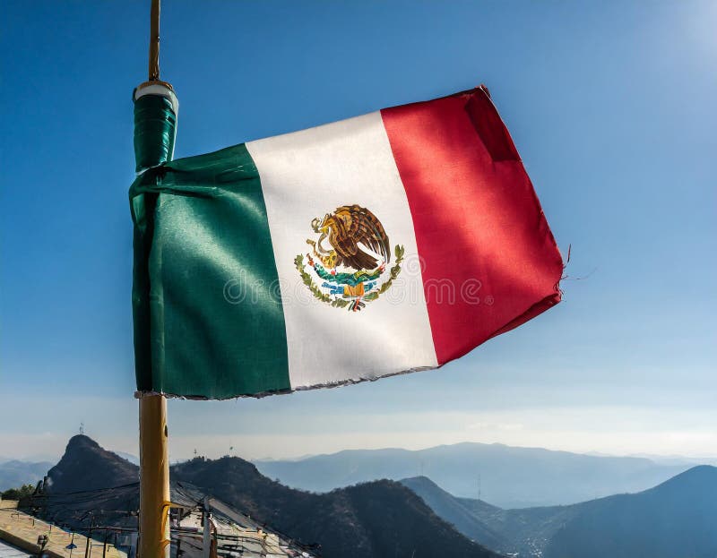 Mexican Flag Waving in the Wind Isolated Mexico Stock Illustration ...