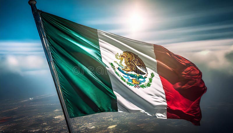 Mexican Flag Waving in the Wind Isolated Mexico Stock Image - Image of ...