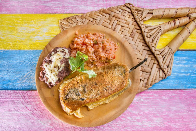 Mexican Food: Chile Relleno Stock Photo - Image of poblano, plate ...