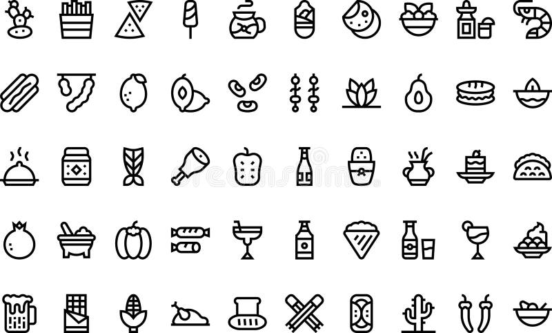 Mexican Food Icons High-Quality Vector Icons Collection with Editable ...