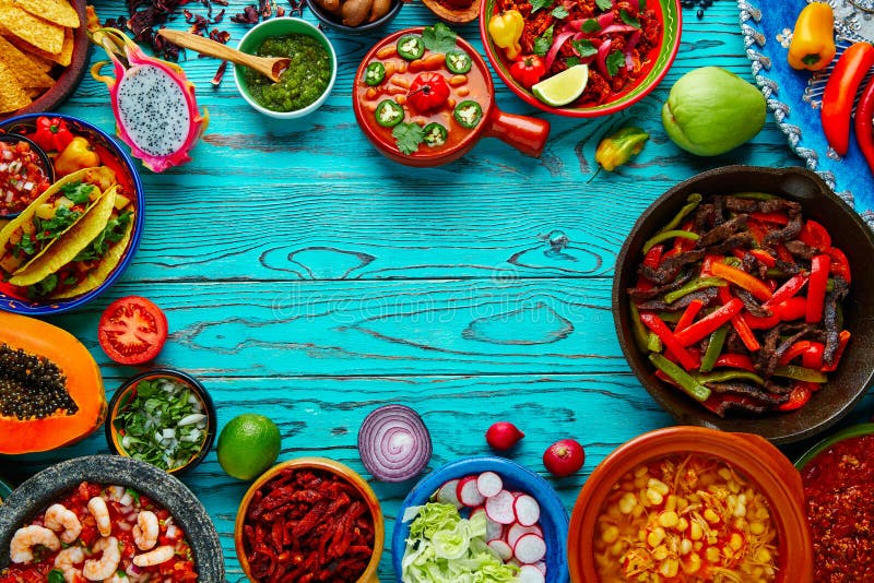 Mexican Food Mix Colorful Background Mexico Stock Photo - Image of ...