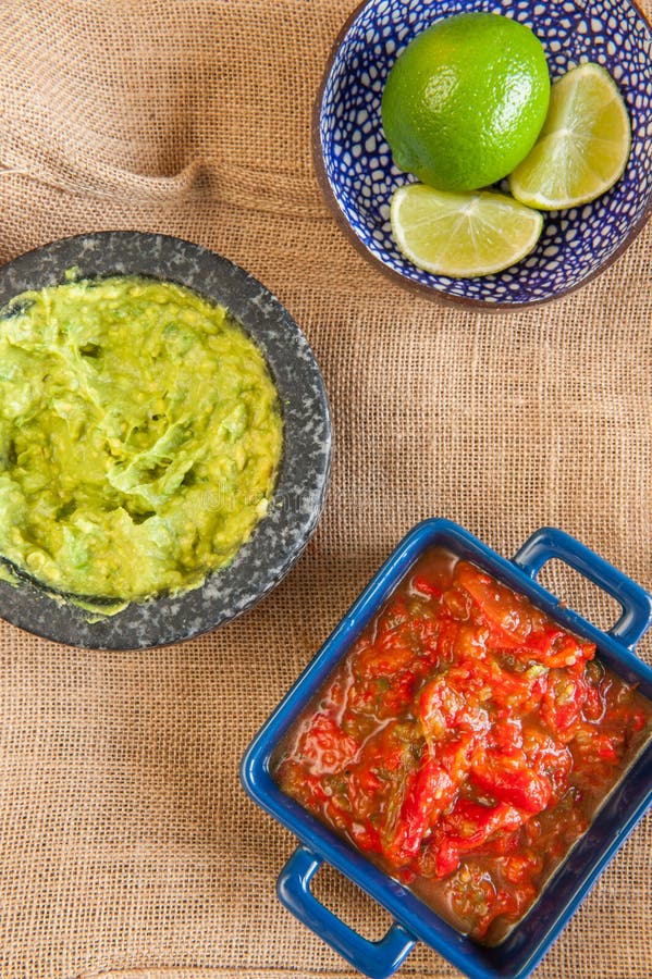 Avocado Guacamole on Molcajete Real Mexican Stock Image - Image of ...