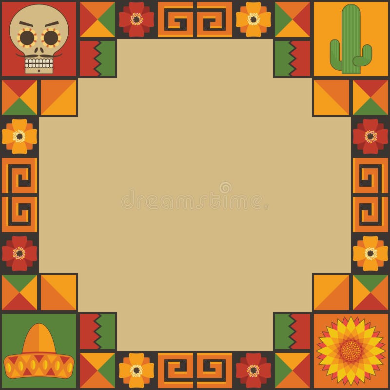 Mexican frame decoration stock vector. Illustration of copyspace - 73595339
