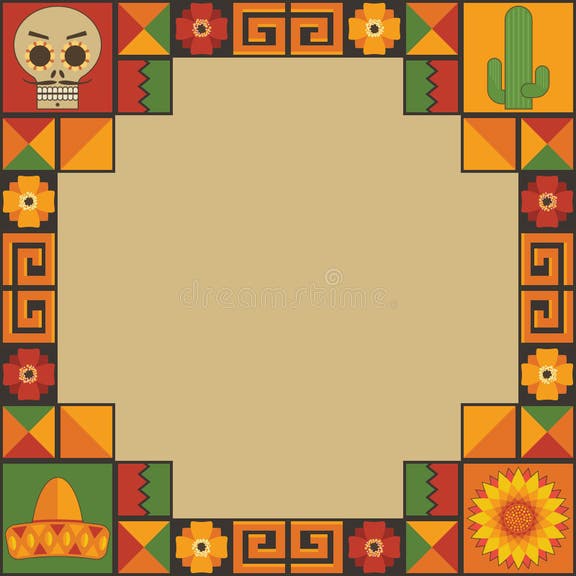 Mexican frame decoration stock vector. Illustration of copyspace - 73595339