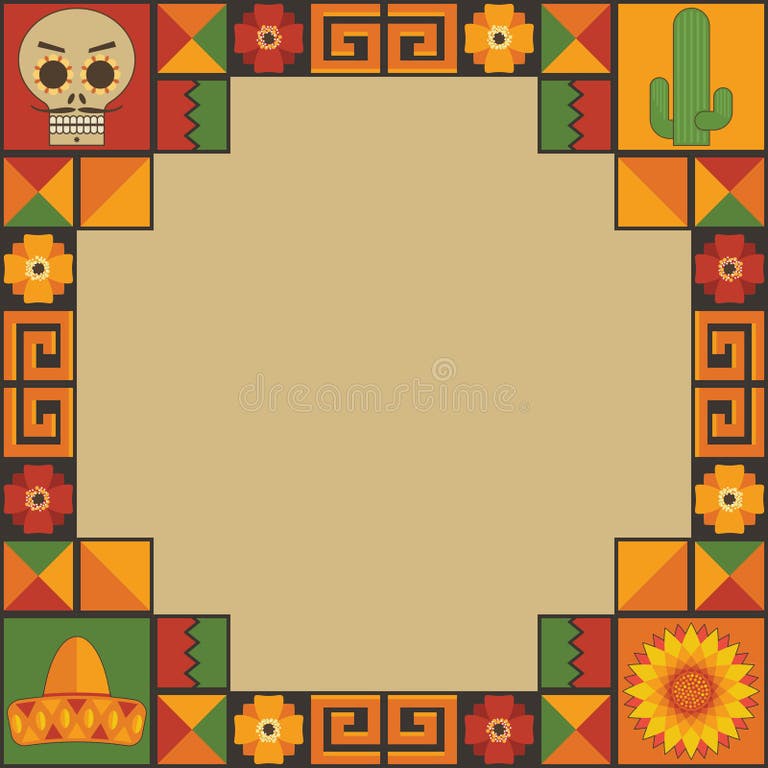 Mexican frame decoration stock vector. Illustration of copyspace - 73595339