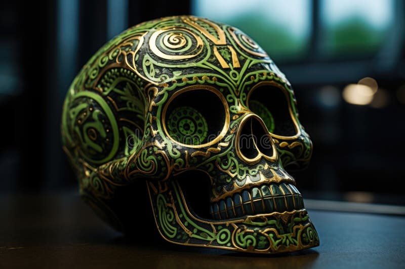 Green Skull with Glasses Head Mascot Vector Illustration Cartoon Style ...