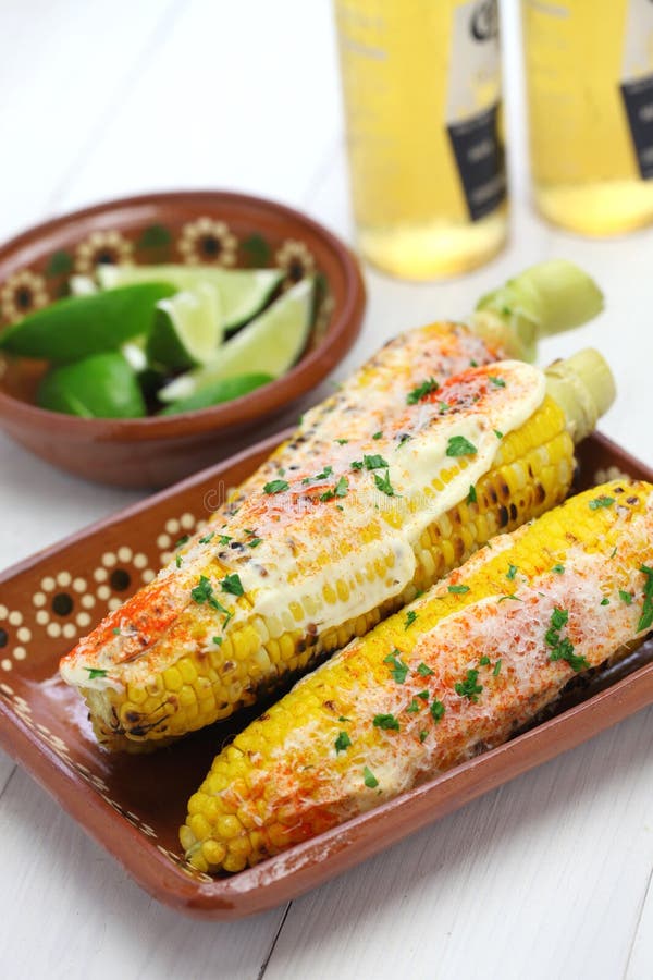 Mexican Grilled Corn, Elote Stock Photo - Image of close, barbecued ...