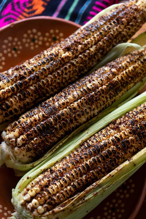 Mexican Grilled Corn with Lime and Chili Powder Stock Photo - Image of ...