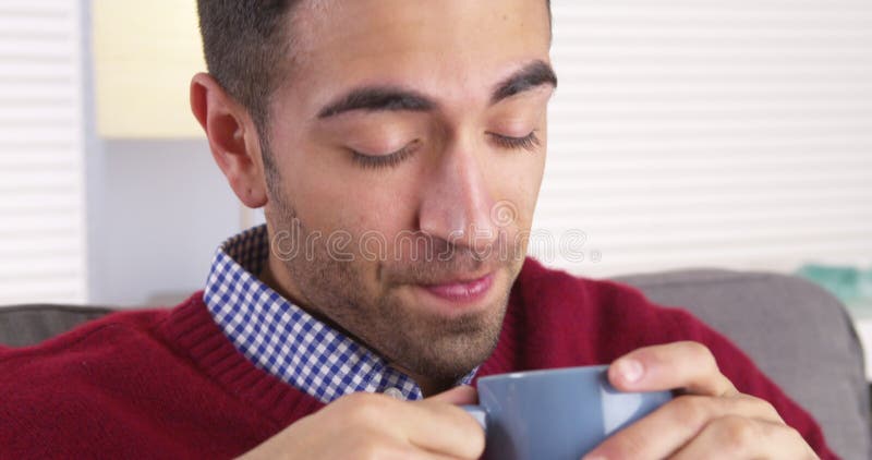 Mexican Guy Smiling and Drinking His Coffee Stock Video - Video of ...