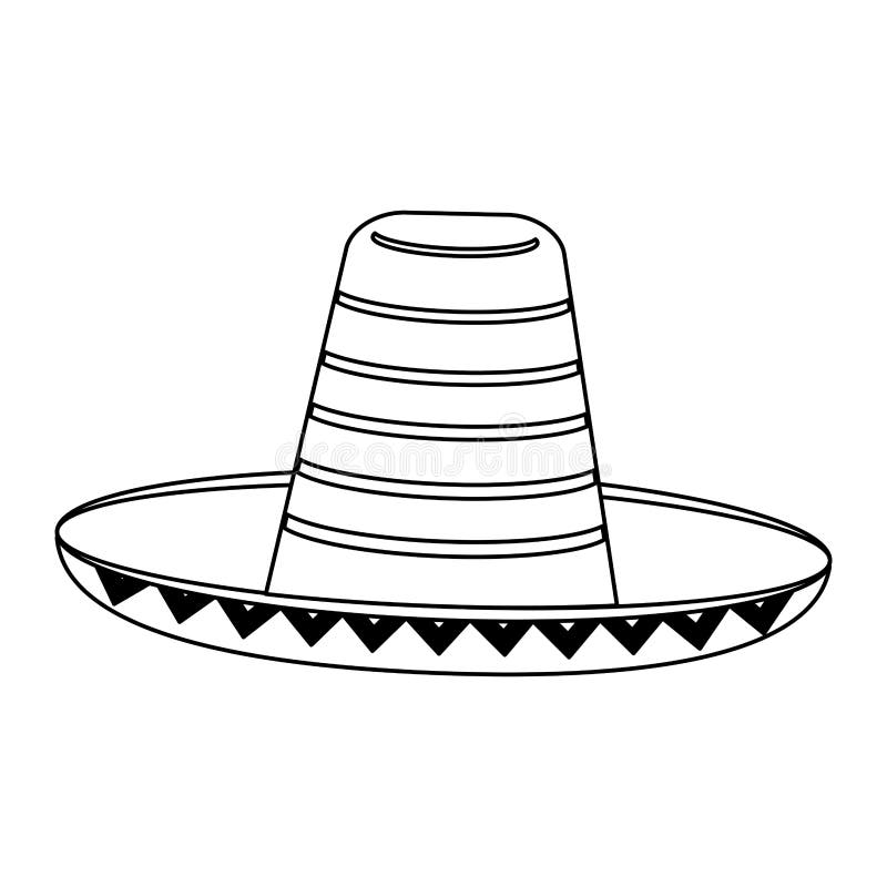 Mexican Hat Isolated in Black and White Stock Vector - Illustration of ...