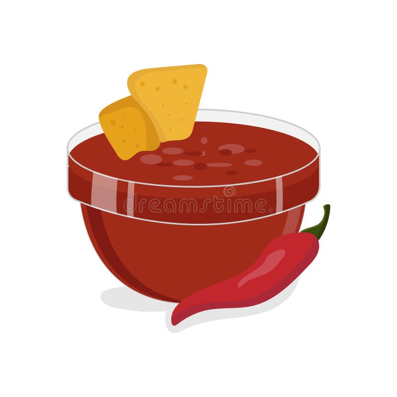 Mexican Hot Chili Sauce in a Cup. Stock Vector - Illustration of bowl ...